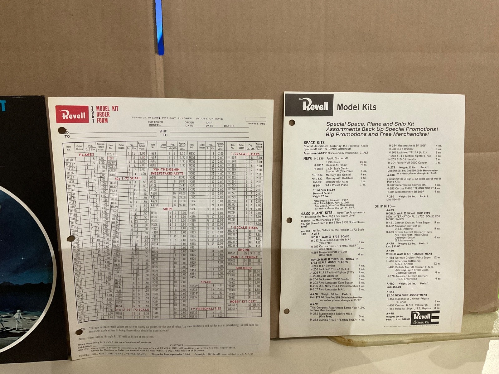 REVELL Apollo spacecraft sell sheet and order forms for 1967 | eBay