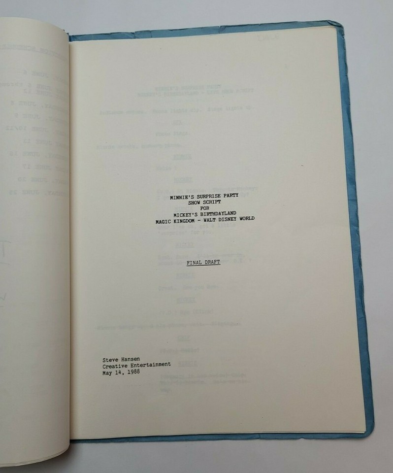 MICKEY'S BIRTHDAY LAND / 1988 Live Show Script, Magic Kingdom Walt ...