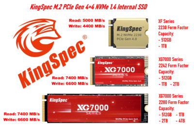 KingSpec M.2 PCle Gen 4×4 NVMe 1.4 Internal SSD 2230/2242/2280 512GB ...