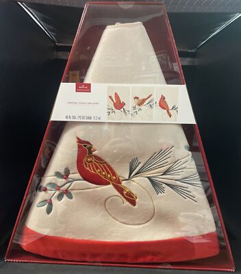 Hallmark 2022 Cardinal Couple Christmas Tree Skirt 48" Diameter Brand ...