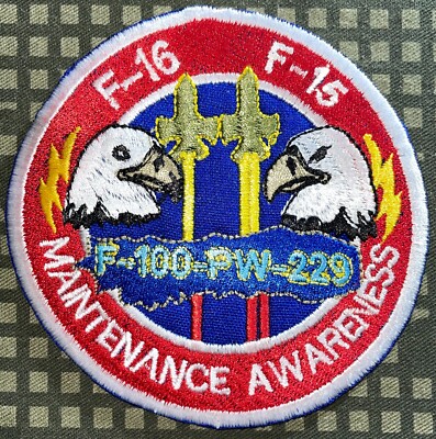 Pratt &Whitney F100-PW-229 Engine Maintenance Awareness F-16/F-15 Patch ...