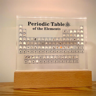 Periodic Table of Elements Acrylic Periodic Table Wooden LED Light Base ...