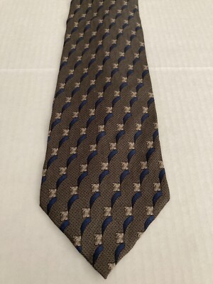 Louis Roth Mens Tie Necktie Abstract Blue Brown 100% Silk 58 X 4 | eBay