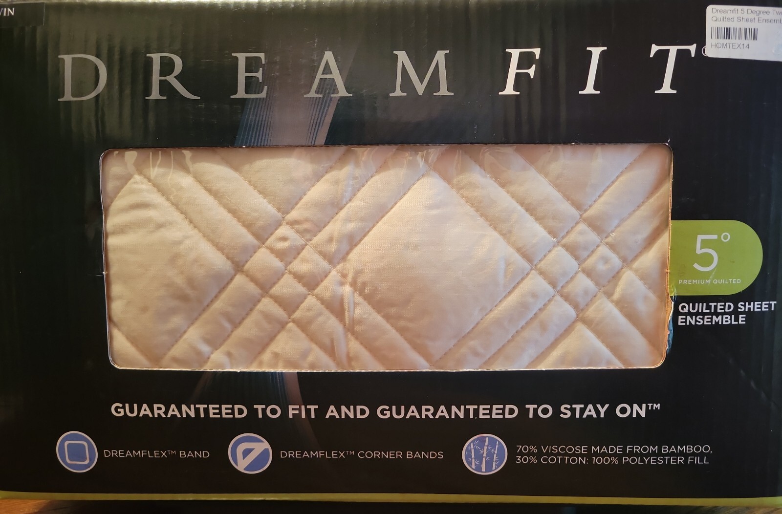DREAMFIT 5° Bamboo Quilted Ensemble Sheet Set. TWIN SIZE NEW Color Sand ...