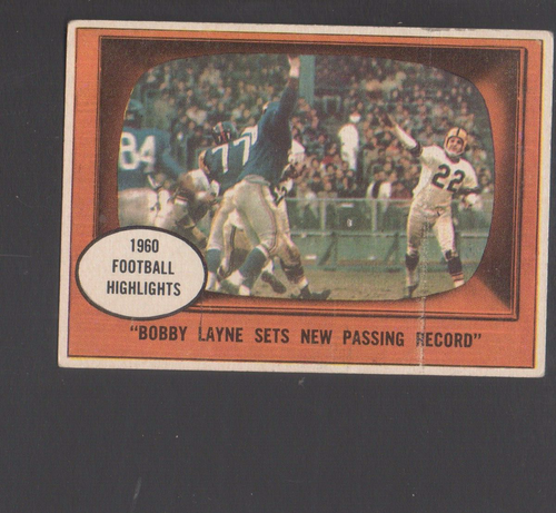 1961 Topps Football Card #113 Bobby Layne Sets Record-Pittsburg ...