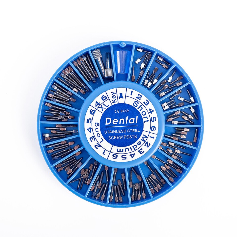 120PCS Dental Screw Post Titanium Kit Gold/Silver Plated Conical Root ...