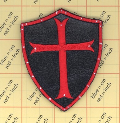 BLACK LEATHER patch CRUSADER Cross Shield Templar Knight CHRISTIAN ARMY ...
