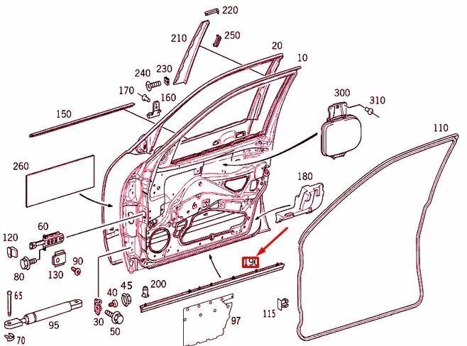 MERCEDES-BENZ E W210 Front Left Door Bottom Strip A2106900782 NEW ...