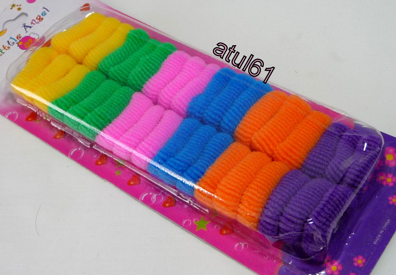 Hair Elastic Endless Ponytail Bobbles Bands Black/Pink Colours Hair ...