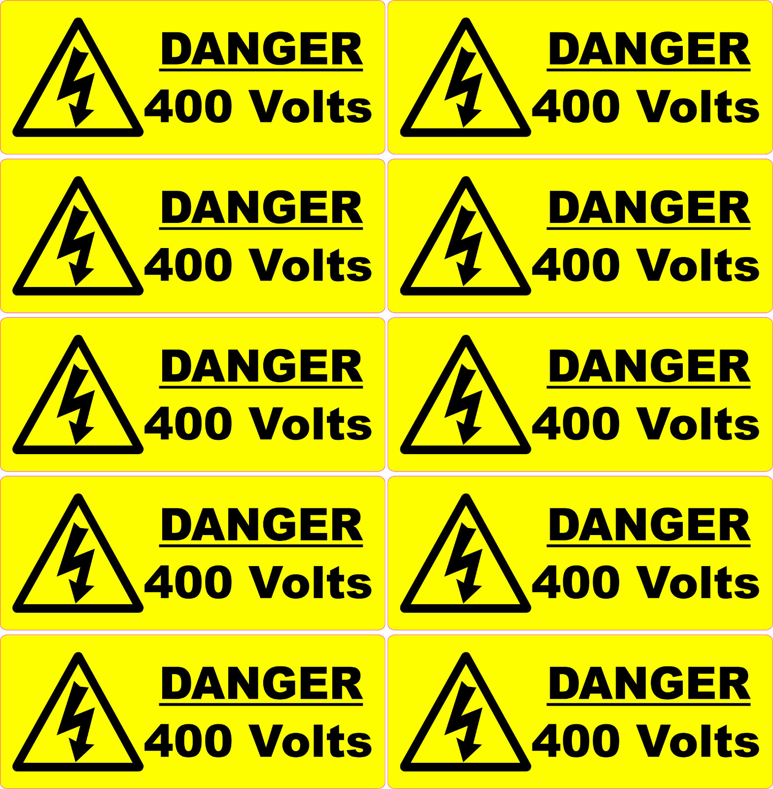 Electrical Warning Labels 230v 240v 400v 415v 440v Electric Shock, High ...
