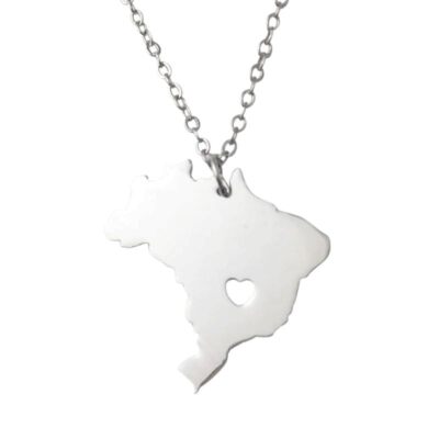 Art Attack Stainless Steel Love Brazil Chain Necklace | eBay