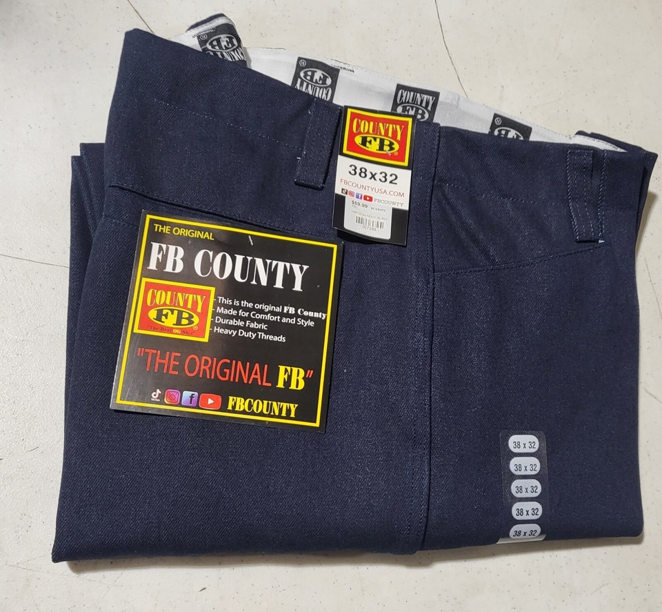 FB County Original Hard Denim Pant Pants Indigo Black Blue work casual ...