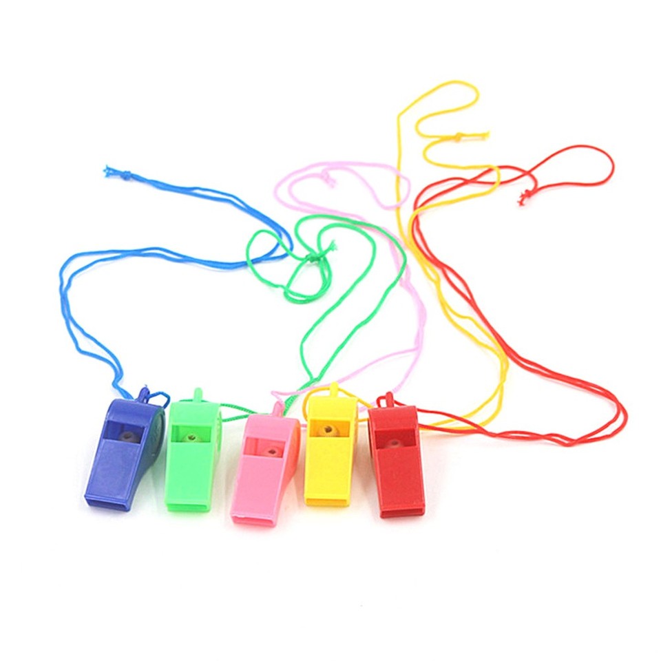 40Pcs Plastic Whistle Necklace Cord Kids Party Whistles Referee ...