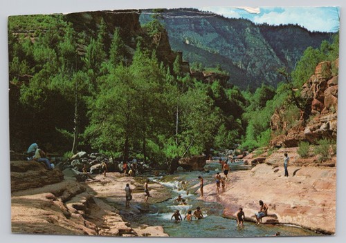 Sedona Arizona, Oak Creek Canyon Slide Rock Swimmers, Vintage Postcard ...