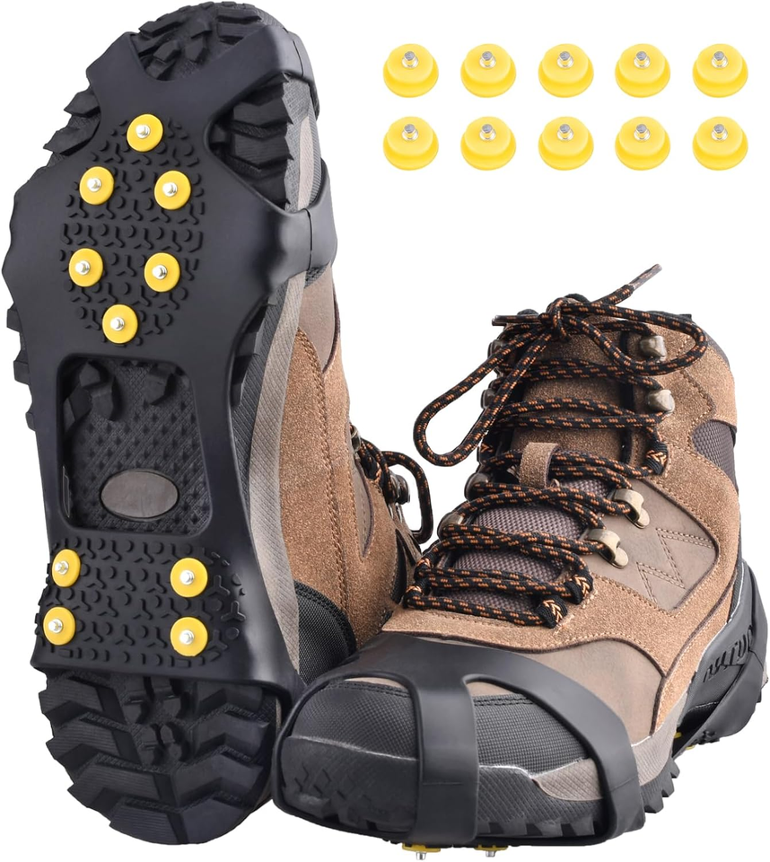 Ice Grips Cleats Anti-Slip Shoe/Boot Ice Traction Slip-On 10 Teeth Snow ...