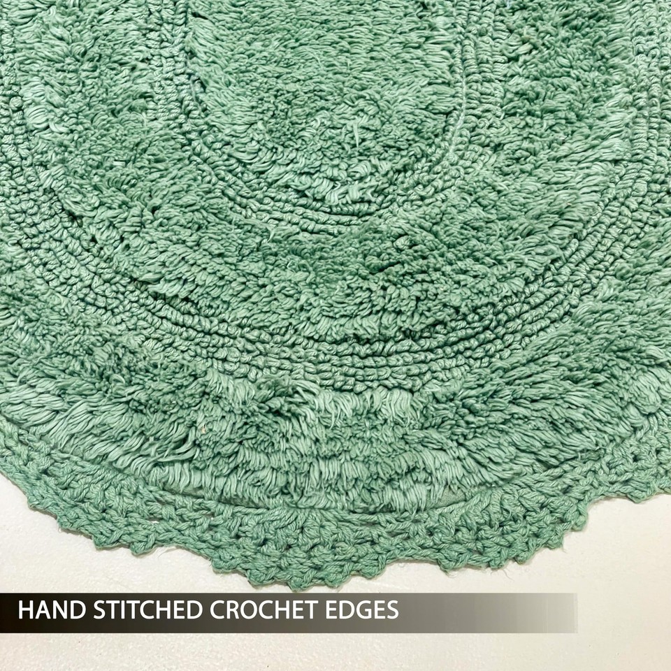 Chardin Home Sage Green Crochet Bath Rug 100% Cotton Semicircle 20x32 ...