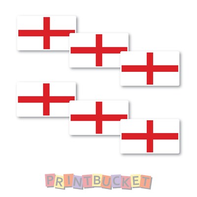 England St George Cross Flag sticker 60mm 6 pack quality water/fade ...