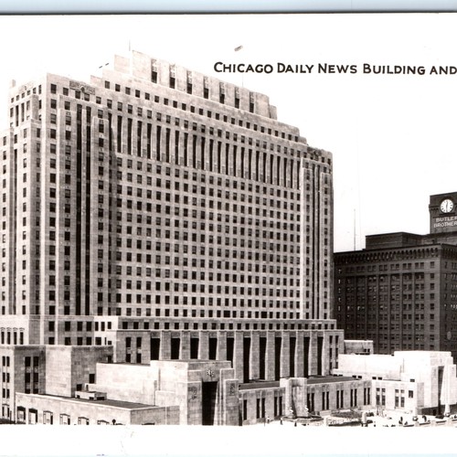 c1940s Chicago RPPC Daily News Building Plaza Real Photo Postcard Art ...
