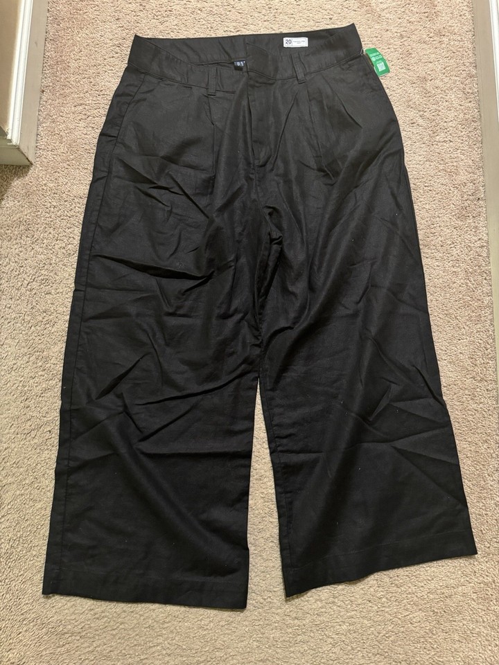 GAP Womens size 20 Petite Black Pleated Linen Pant NWT | eBay