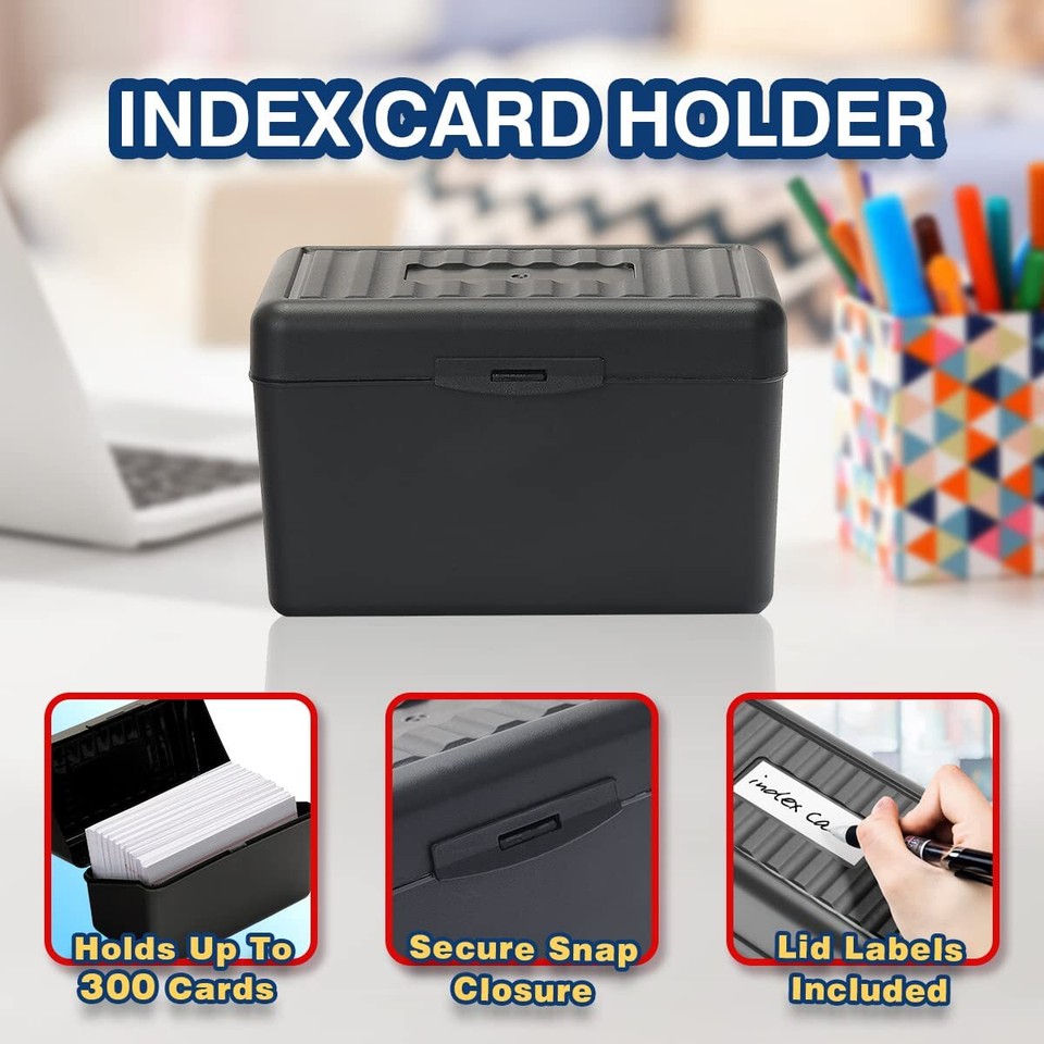 3x5 Index Card Holder with 100 Heavyweight Ruled Index Cards and ...