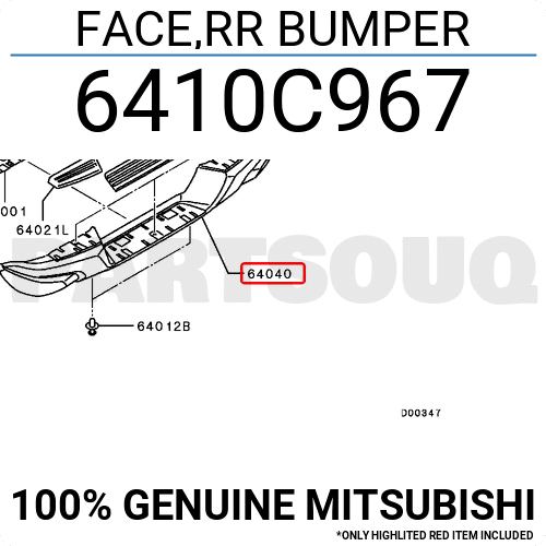6410C967 Genuine Mitsubishi Face RR Bumper for sale online | eBay