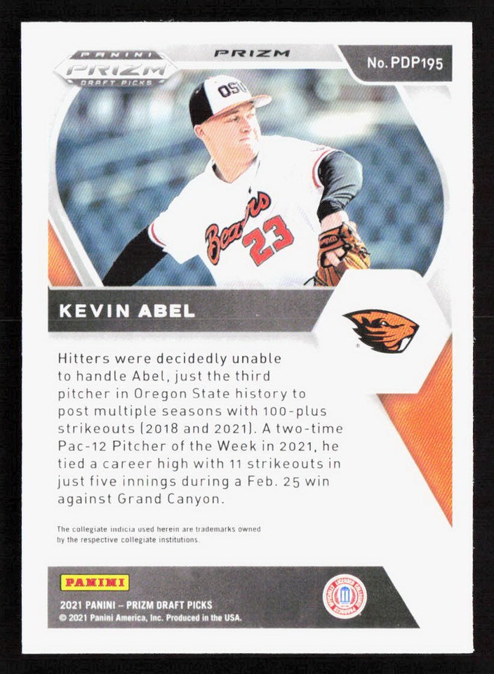 2021 Panini Prizm Draft Picks Kevin Abel Red Velocity #PDP195 Oregon ...