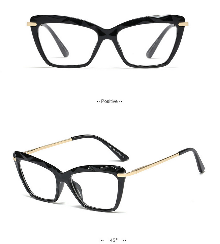 Women Fashion Cat Eye Style Optical Glasses Clear Lens Myopia Glasses ...