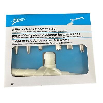 Ateco 8 Piece Cake Decorating Set - 6 Stainless Steel Tubes & 10 Flex ...