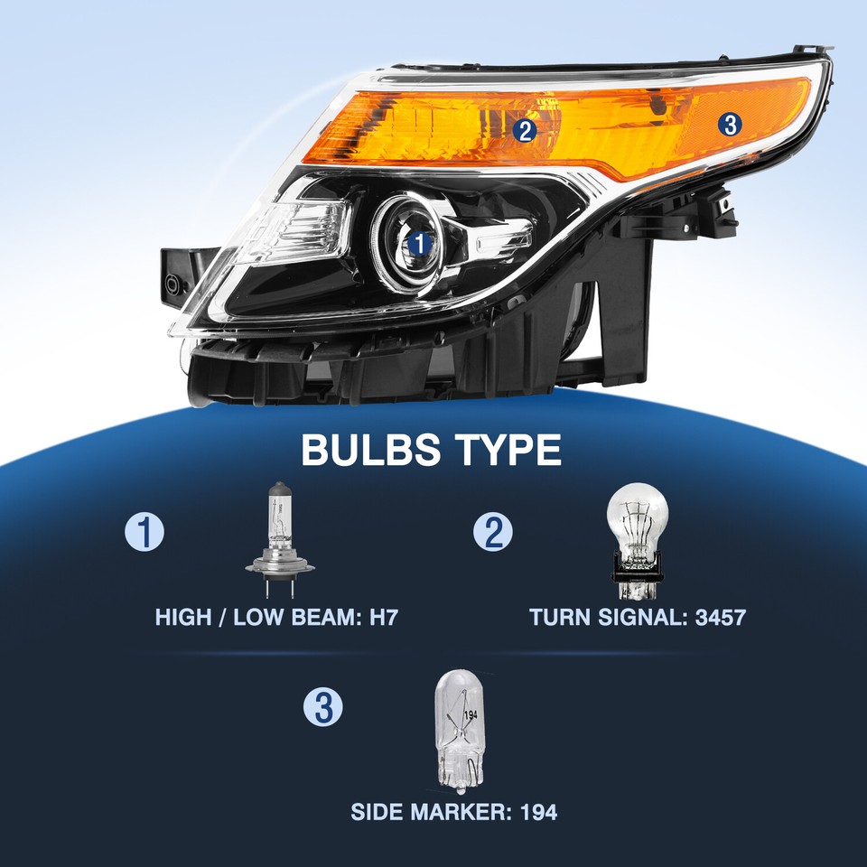 For 2011-2015 Ford Explorer Headlight Factory Style Halogen Driver Side ...