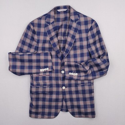 Samuelsohn Jacket Men 40 Blue Loro Piana Tartan Plaid Sport Coat Wool ...