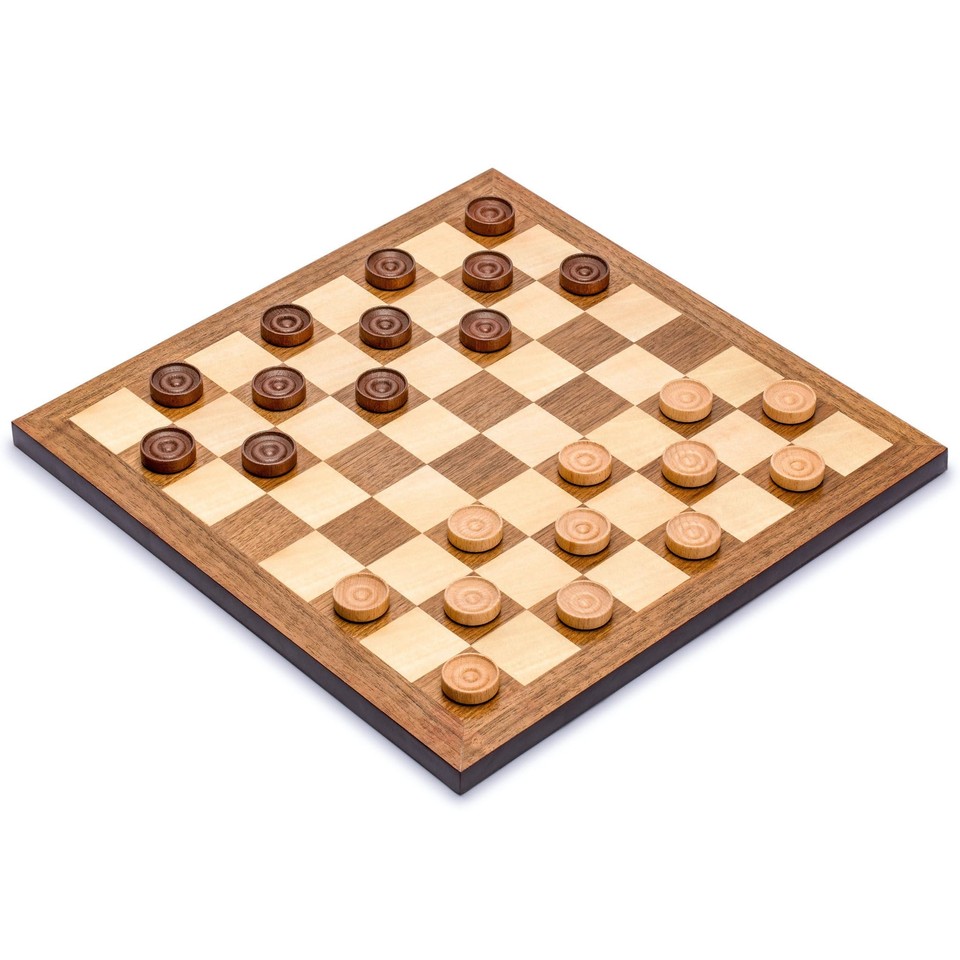 Reversible Checkers and Draughts Wooden Game Set - 10x10 and 8x8 Board ...