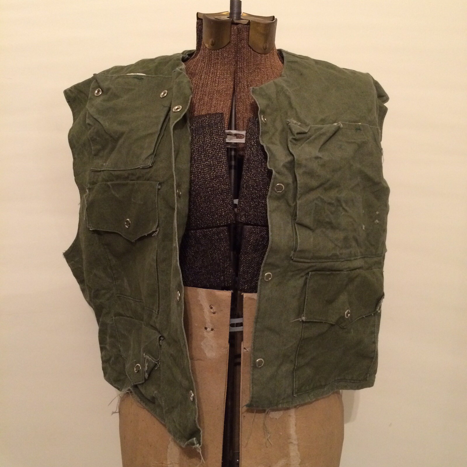 Tank girl vtg handmade utility army vest pockets Larg… - Gem