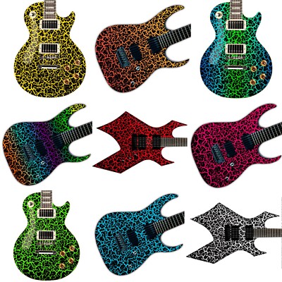 80's Metal Crackle Paint Selection Guitar/Bass Skin Wrap Sticker Skins ...