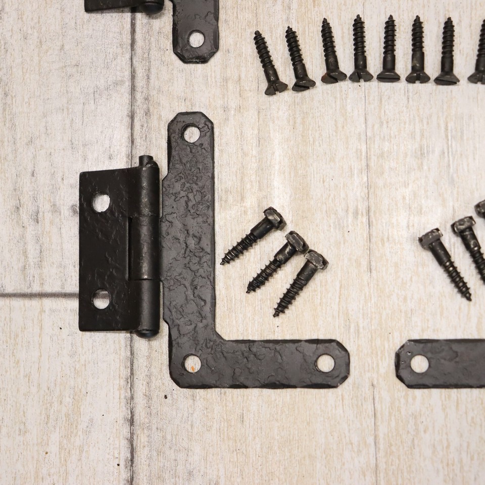 12 Pair- Vintage Mckinney Forged Iron Half Surface L-Hinges, Cabinet ...