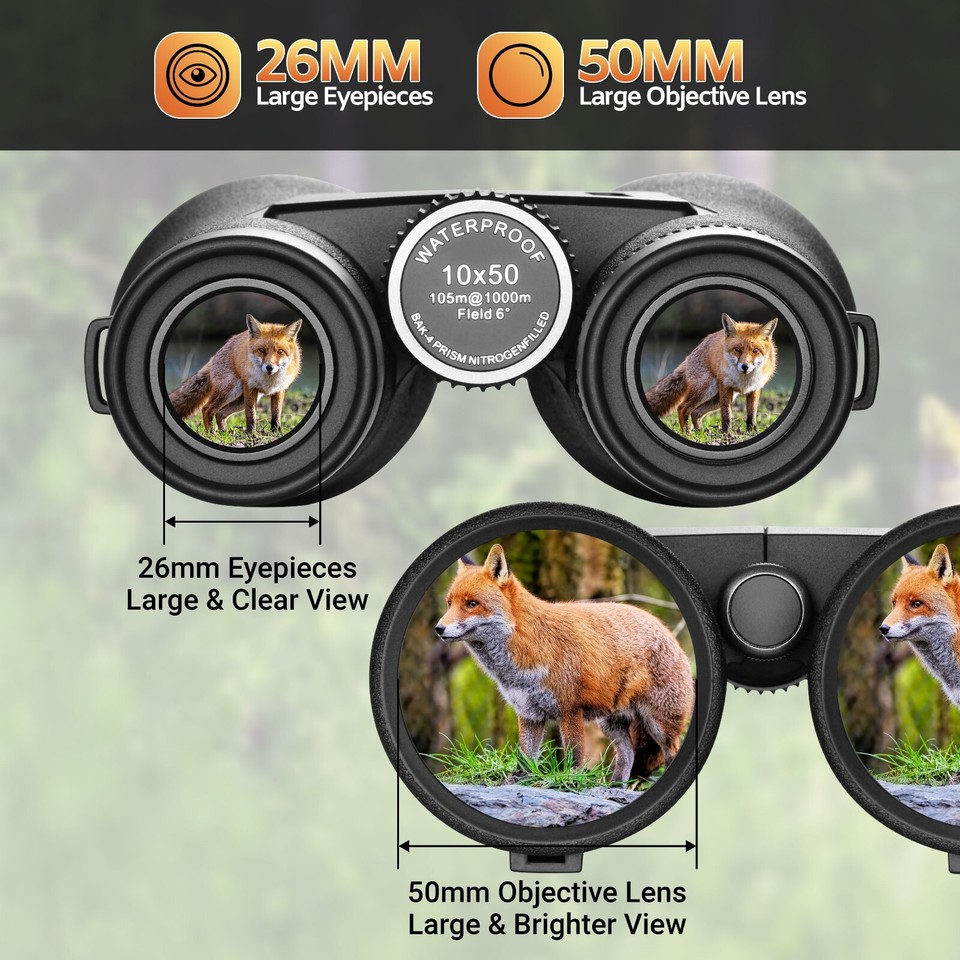 10x50 ED Binoculars High Power BAK4 Prism FMC Lens with Strap Carrying ...