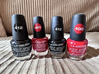 Nail Polish Lot Of 4 Two Each 2 Red And 2 Black L.A. Color Nail Colors ...