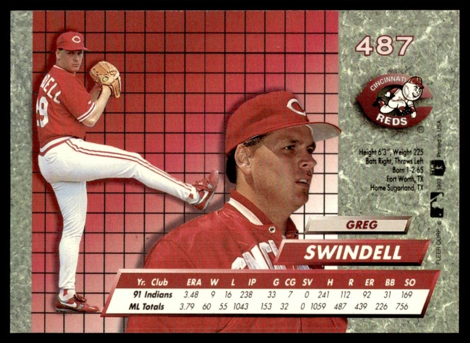 1992 Fleer Ultra #487 Greg Swindell Cincinnati Reds | eBay