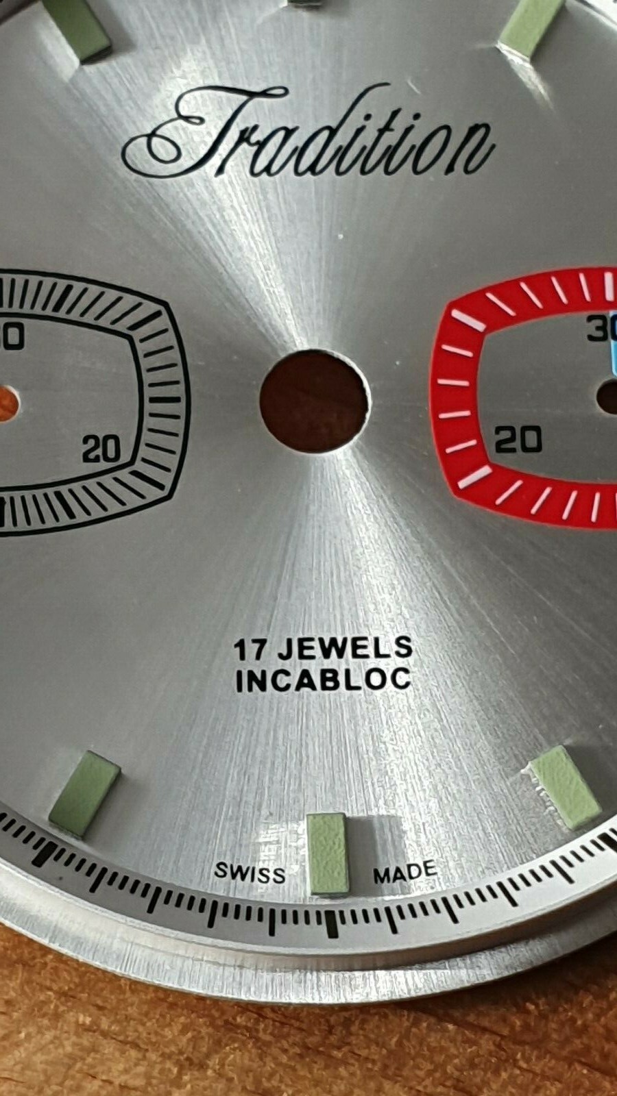 10 Tradition Watch dial for ETA Valjoux 7733 swiss made movement silver ...