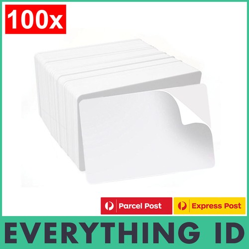 100 x HID ADHESIVE 10 mil ULTRACARD PVC CARDS CR80 WHITE MYLAR BACKED ...