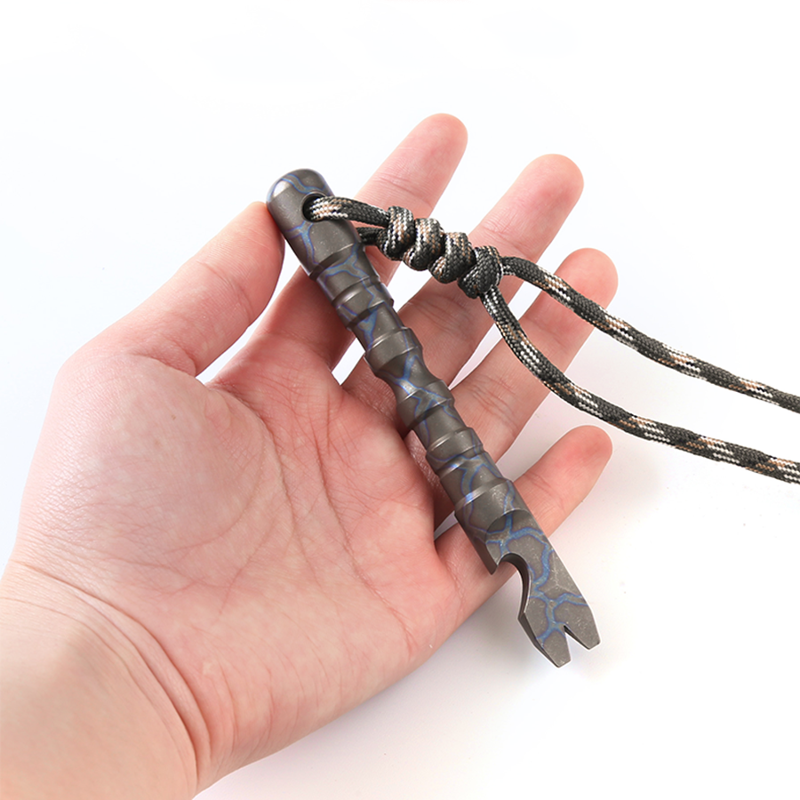 TC4 Titanium Alloy Pry Bar Crowbar Opener Tactical Survival EDC Multi ...