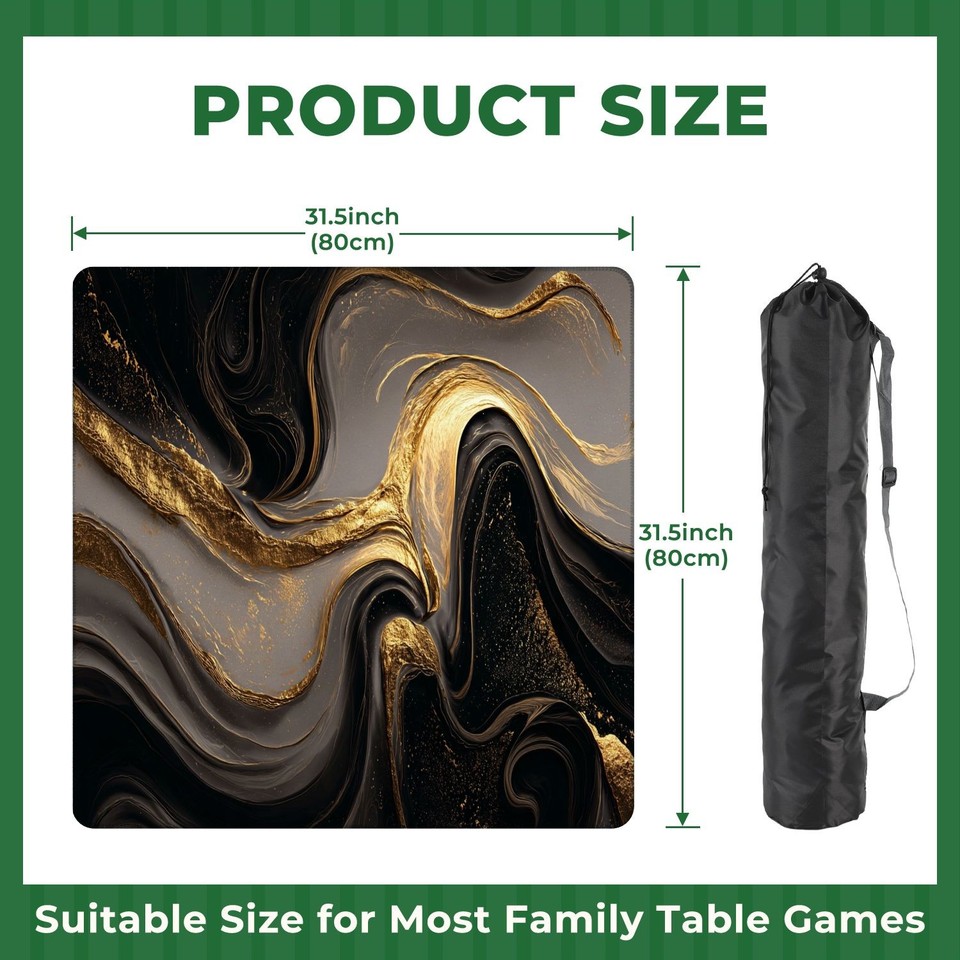 Mahjong Table Mat Abstract Marble with Storage Anti-Slip Game Mat Table ...