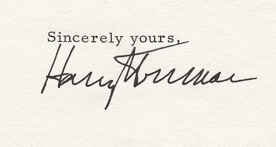 1965 President Harry Truman Signed Letter TLS + Original Mailing ...