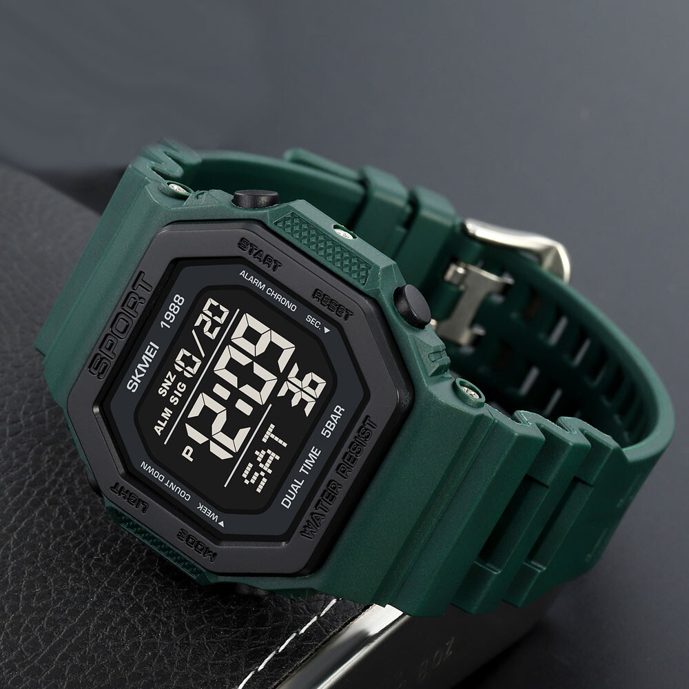 Mens Easy Read Big Dial Digital Sport Watch Waterproof Rubber Strap ...