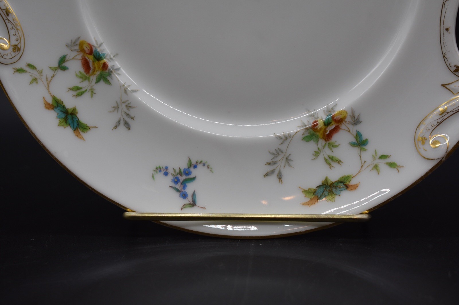 Old Paris French Hand Painted Flowers & Gold 10" Cake Plate David ...