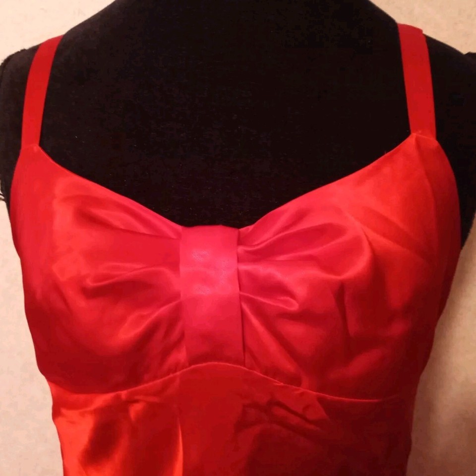 VICTORIAS SECRET Angels Sz M Red Satin Slip Dress Nightgown Nightie ...