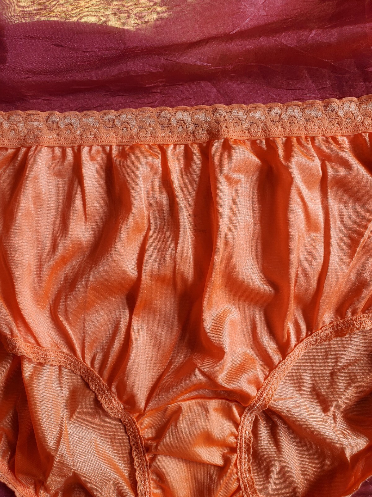 Vtg Sheer Panties Shiny Silky Lace Nylon Gusset Sz 8XL Sissy Sexy ...