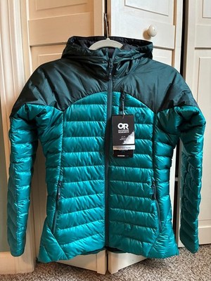 Outdoor Research Helium Down Hooded Jacket, Deep Lake Treeline, Women ...