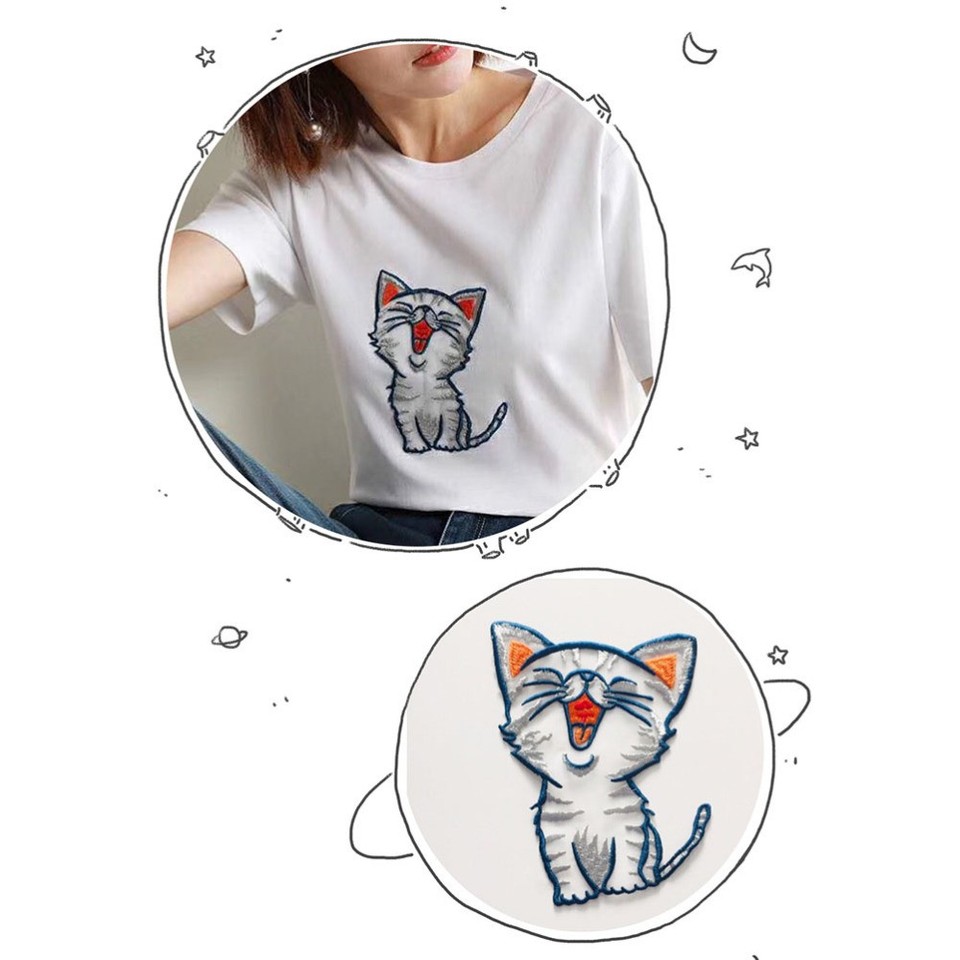 1pc Cat Patches Cartoon Embroidery Cat Pattern Sewing Patches Appliques ...