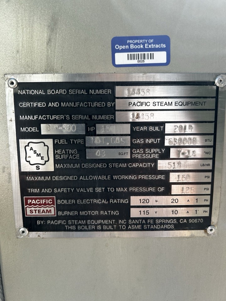 Pacific Steam Boiler Model BP-300 year 2019 15 HP used | eBay