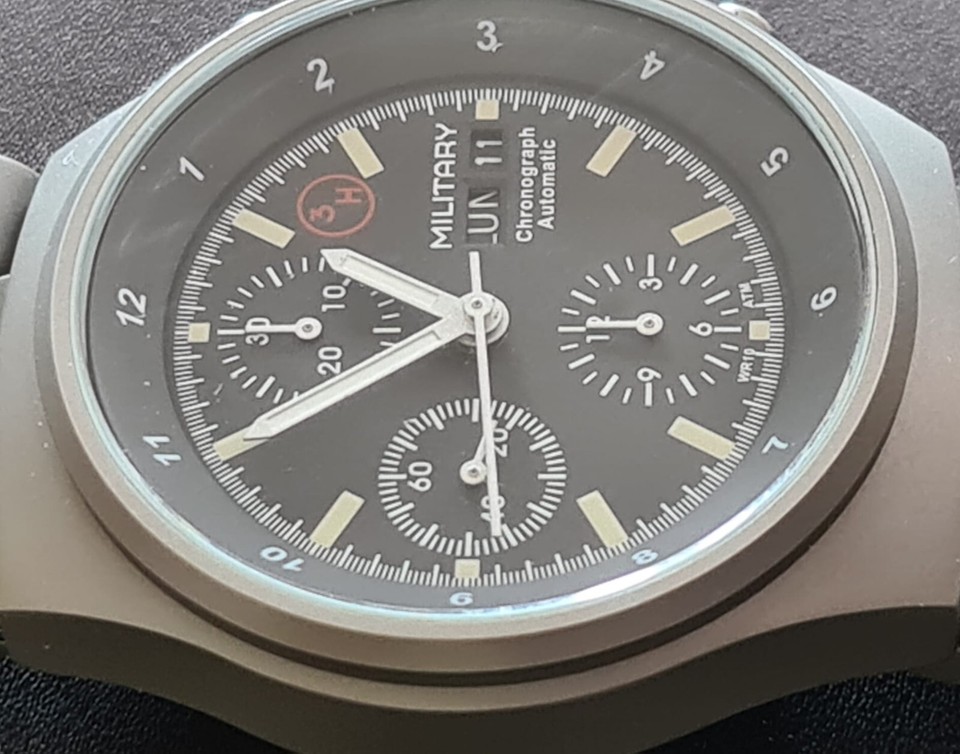 Military 3H Automatic Chronograph Watch - BUND 7750 Clone - Titanium ...